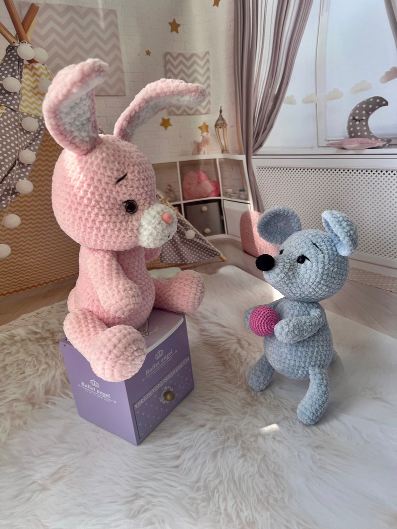 Big Pink Bunny Amigurumi Bunny Gift Handmade Rabbit Plush Toy Crochet ...