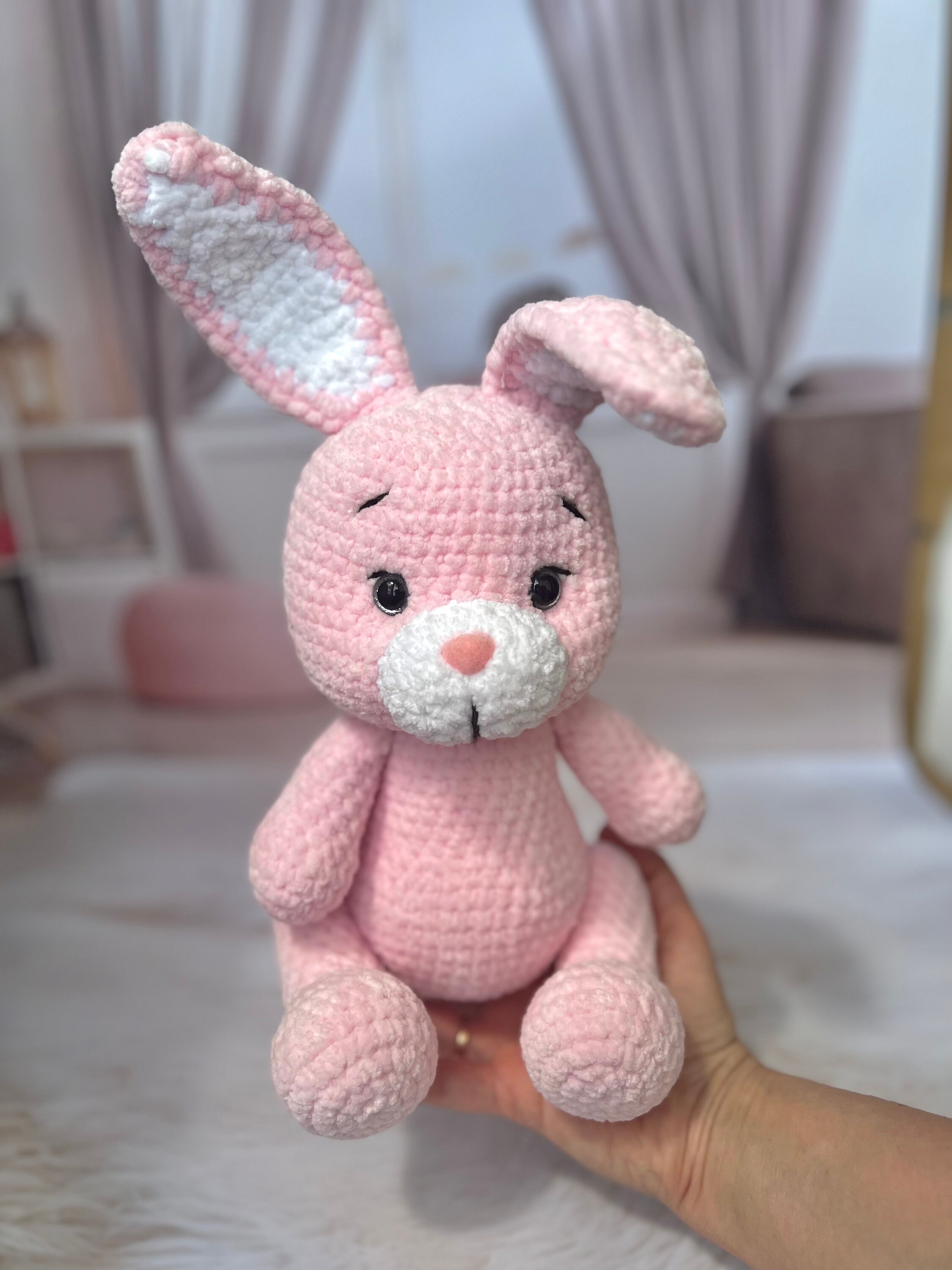 Big Pink Bunny Amigurumi Bunny Gift Handmade Rabbit Plush Toy Crochet ...