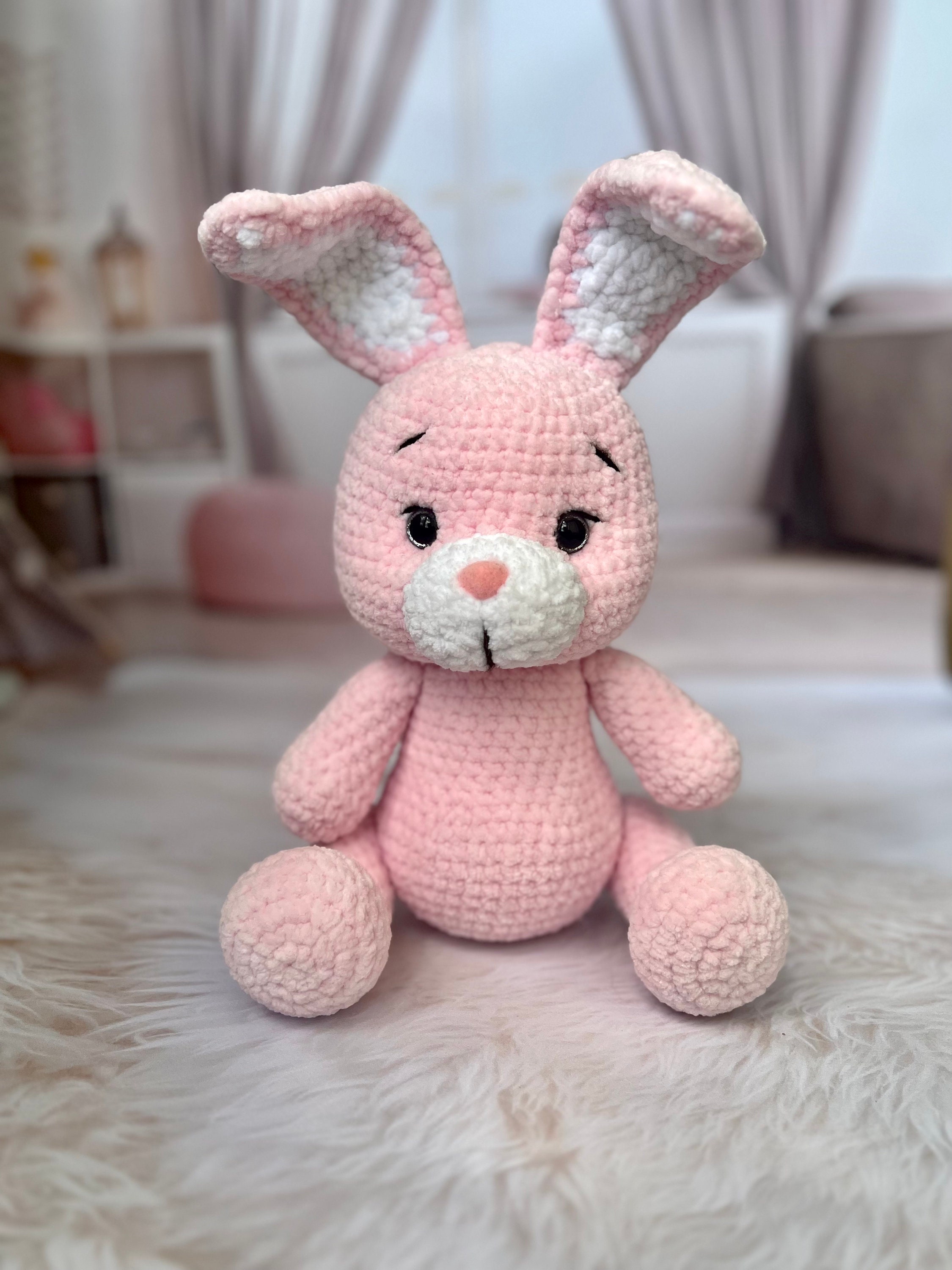 Big Pink Bunny Amigurumi Bunny Gift Handmade Rabbit Plush Toy Crochet ...