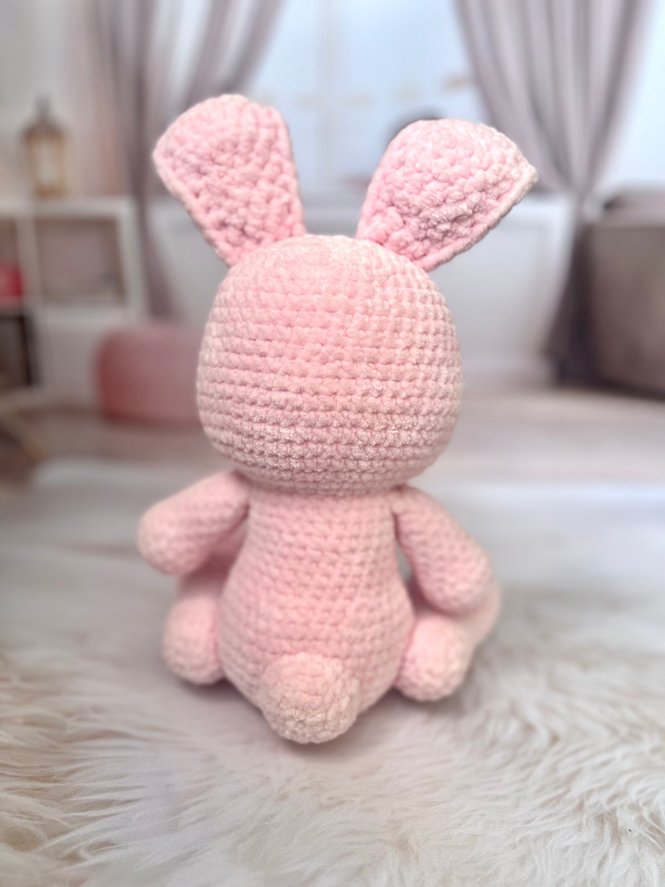 Big Pink Bunny Amigurumi Bunny Gift Handmade Rabbit Plush Toy Crochet ...