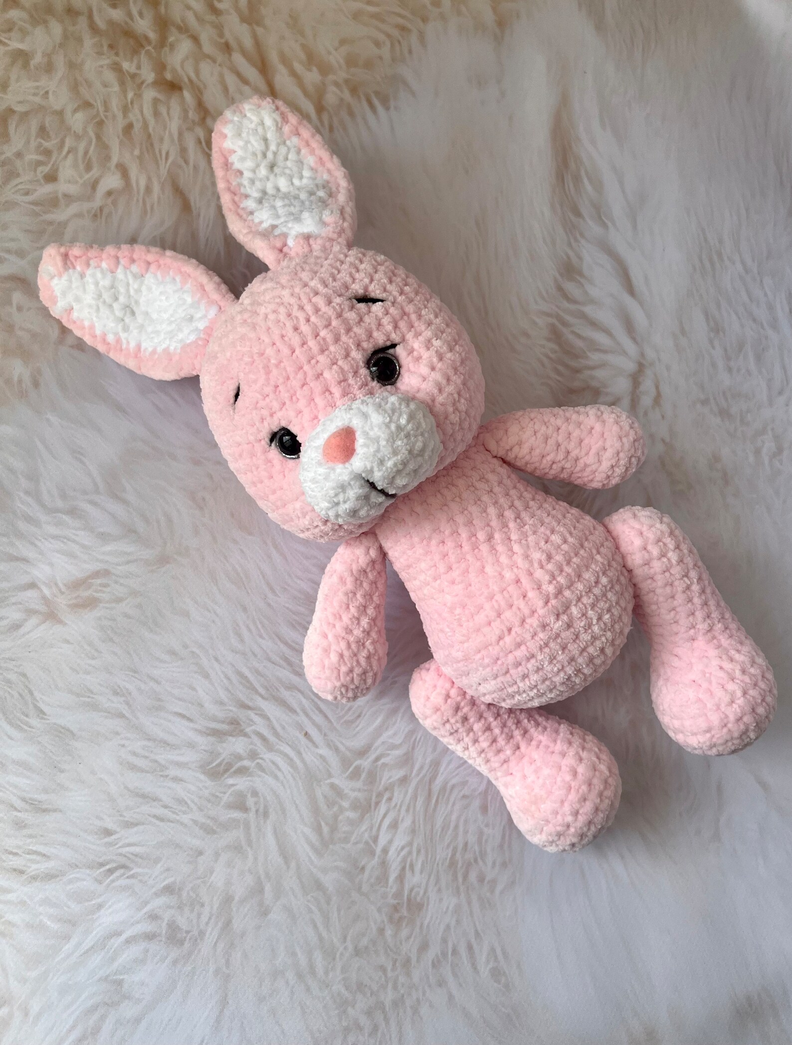 Big Pink Bunny Amigurumi Bunny Gift Handmade Rabbit Plush Toy Crochet ...