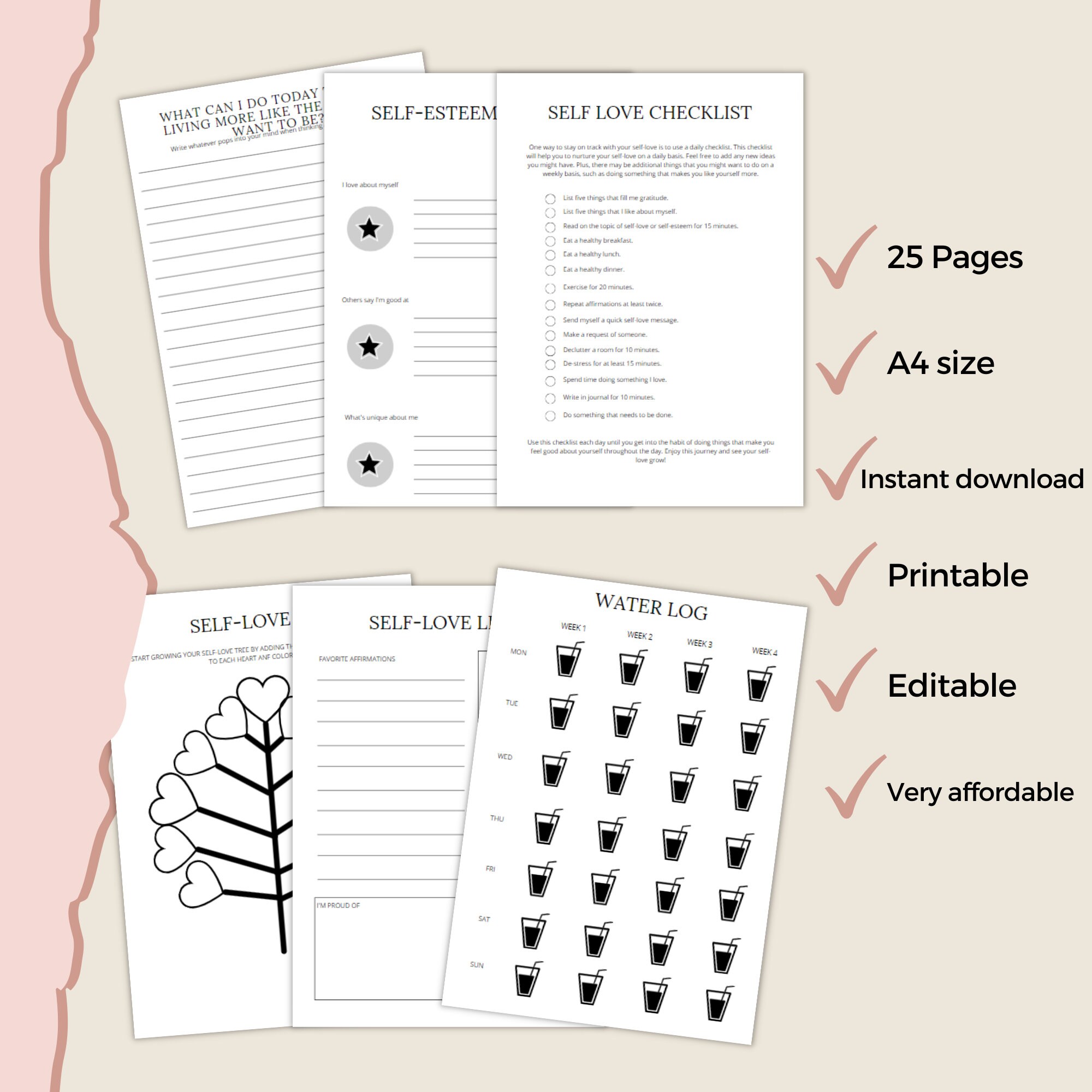 Self Love Planner | Self Love Template | Editable | Printable | Instant Download - Etsy