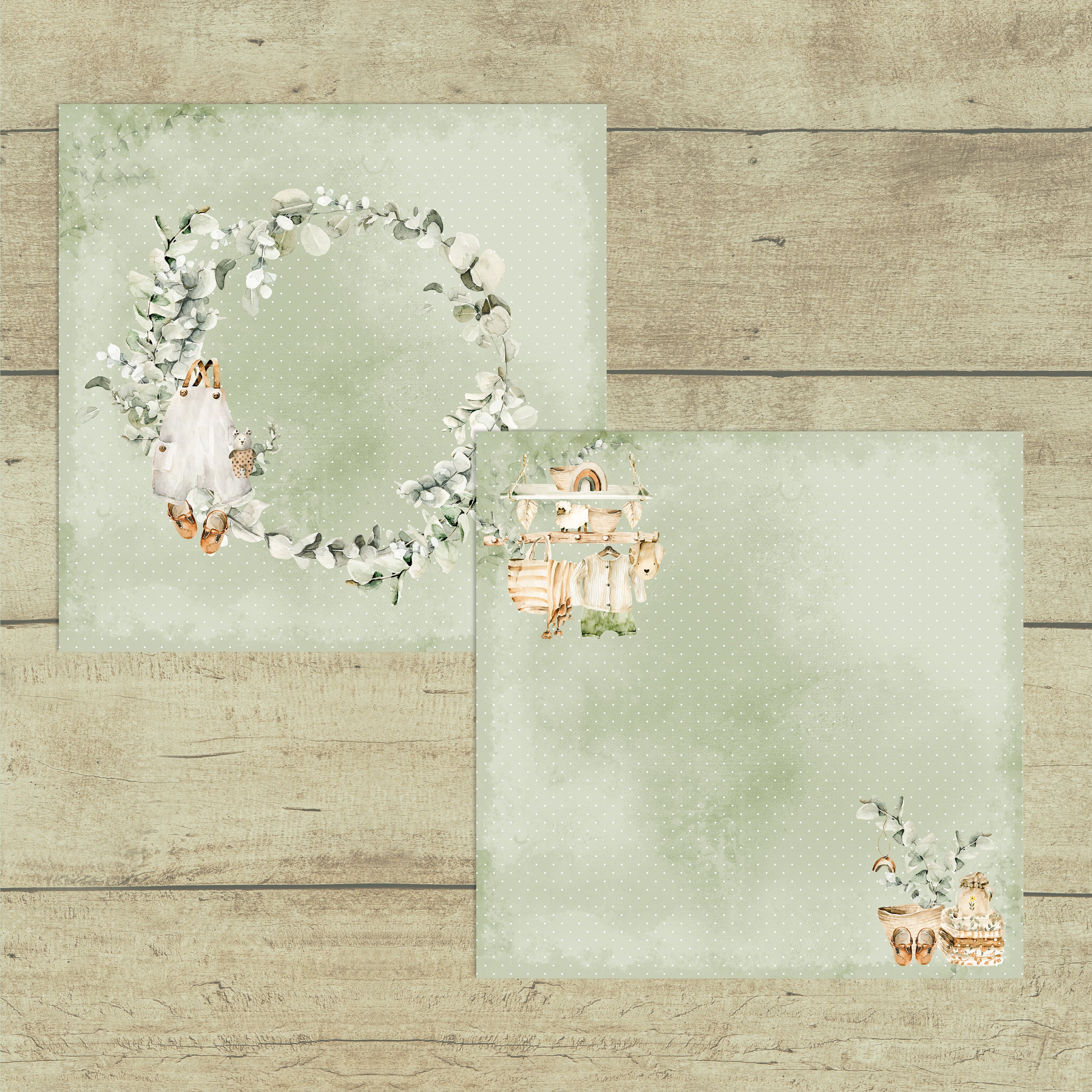 Boho Baby Boy Digital Paper Set, Baby Boy Printable Scrapbook Pack ...