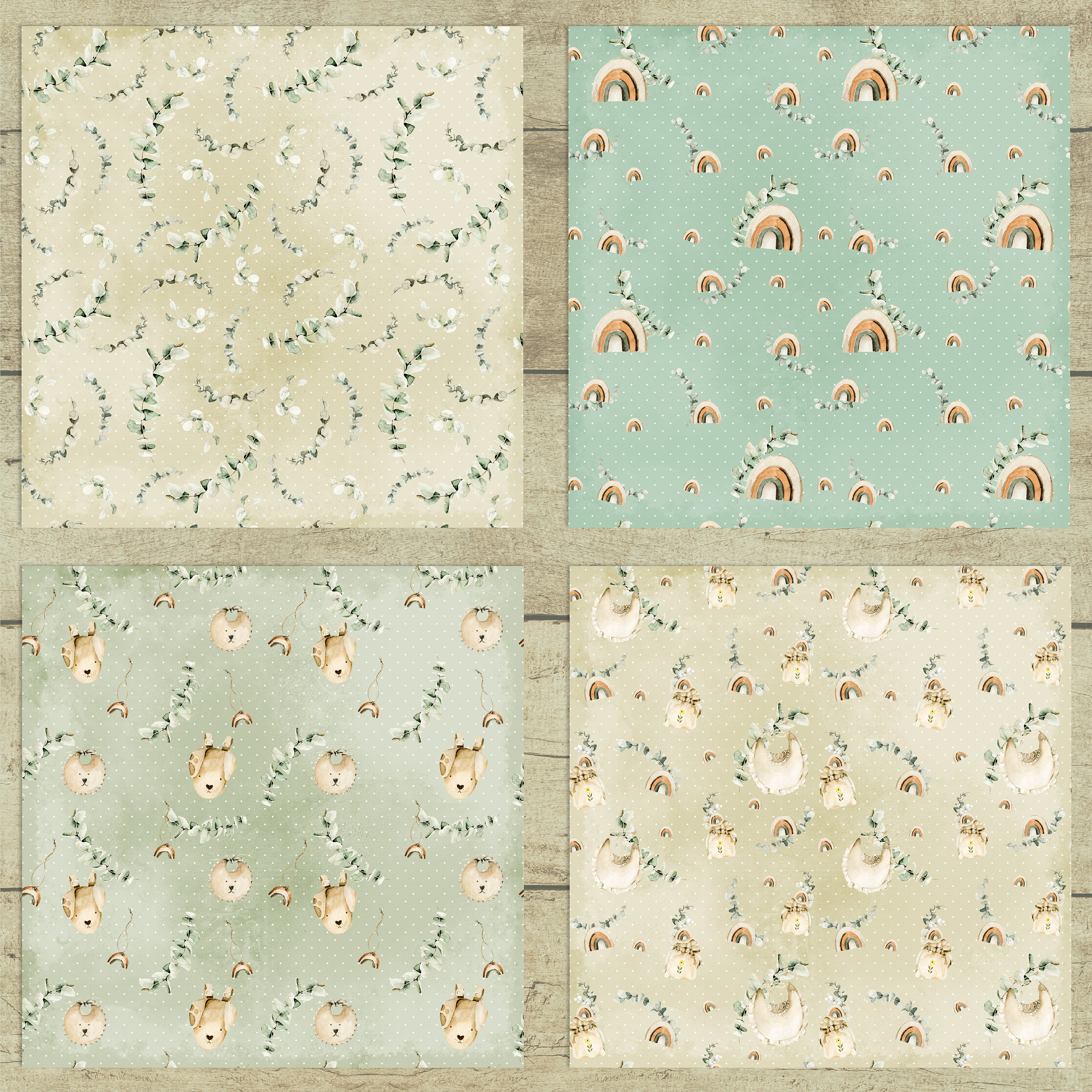 Boho Baby Boy Digital Paper Set, Baby Boy Printable Scrapbook Pack ...