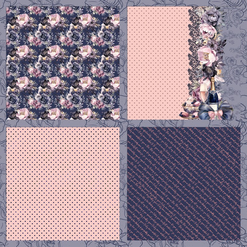 Parisian Girl Paper Set, Printable Scrapbook Pages, Paris Digital Paper ...