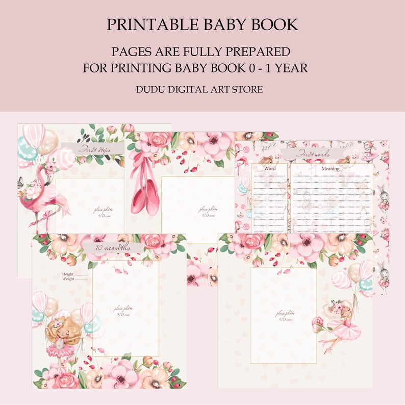 Printable Baby Girl Milestone Memory Book, Baby Memory Book Pages ...