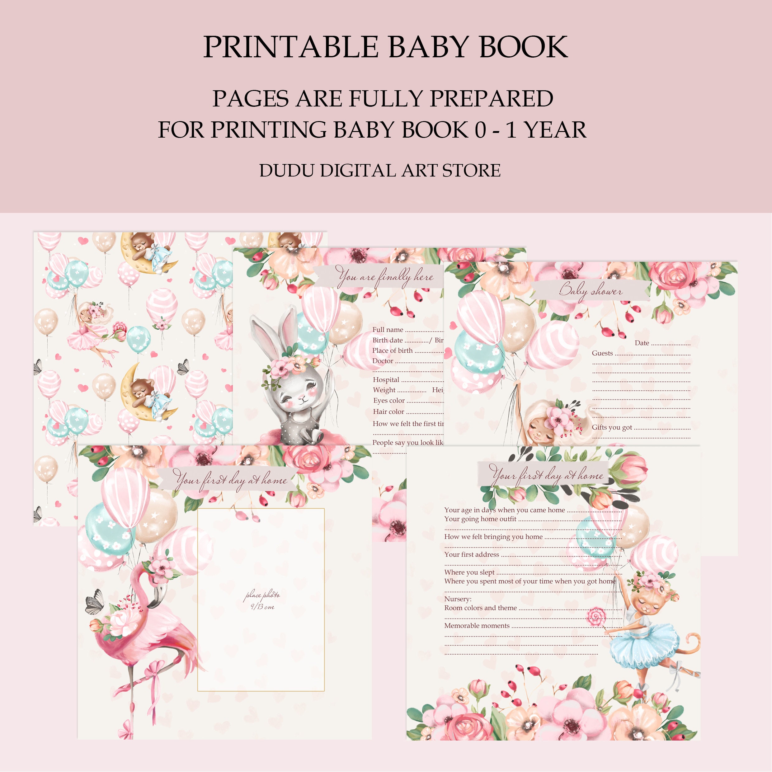 Printable Baby Girl Milestone Memory Book, Baby Memory Book Pages ...