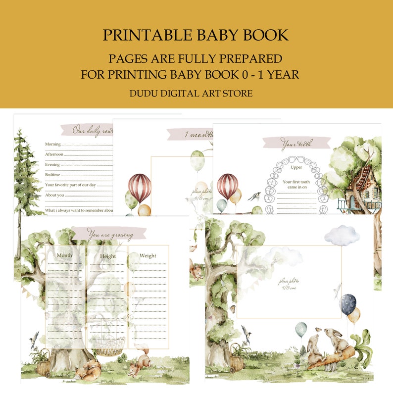 Printable Baby Milestone Memory Book, Baby Memory Book Pages, First ...