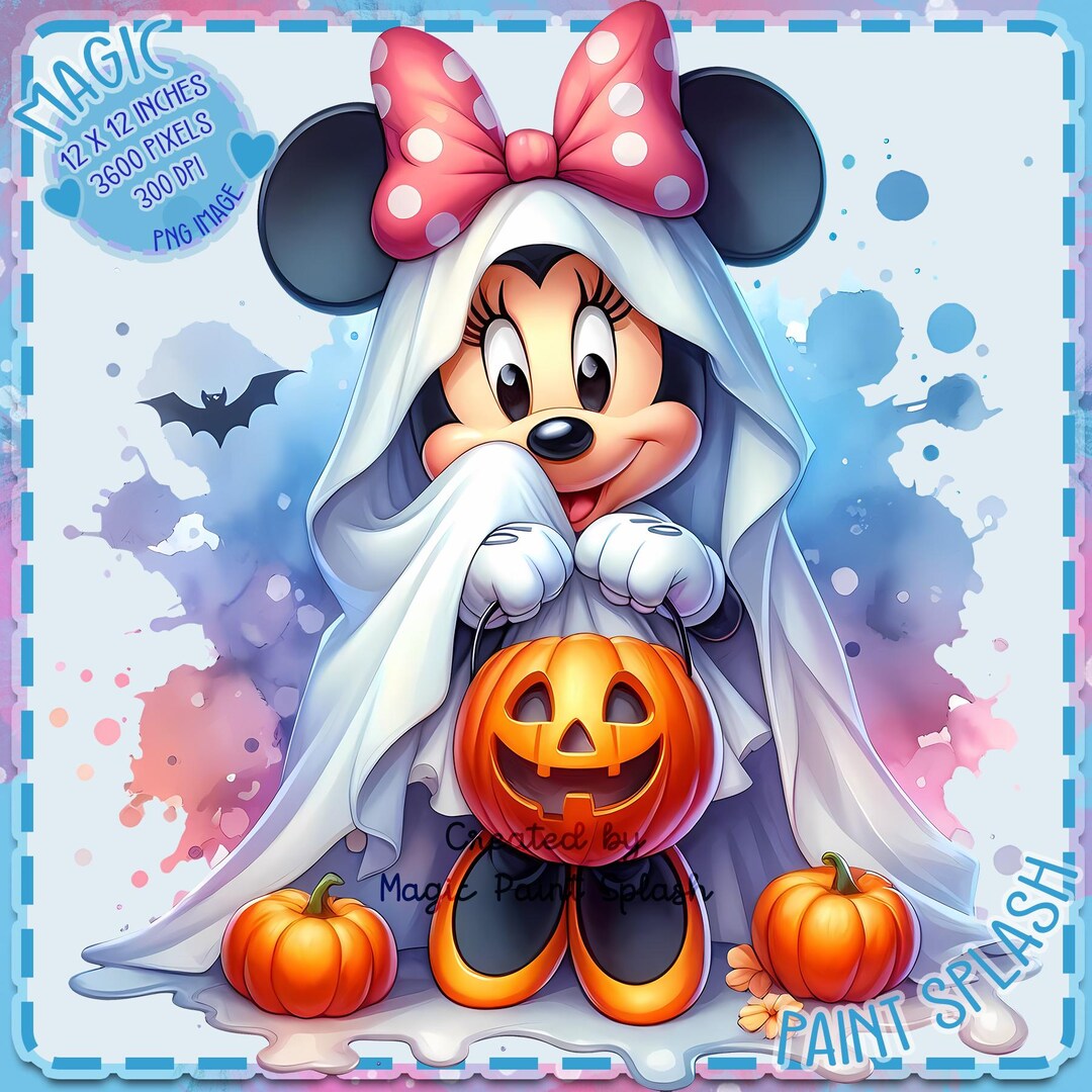 Minnie Ghost Watercolor PNG: Spooky Halloween Clipart (digital Download ...