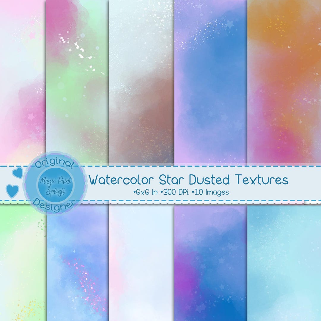Star Dusted Cloud Digital Paper, Pastel Sky Textures (PNG Digital ...