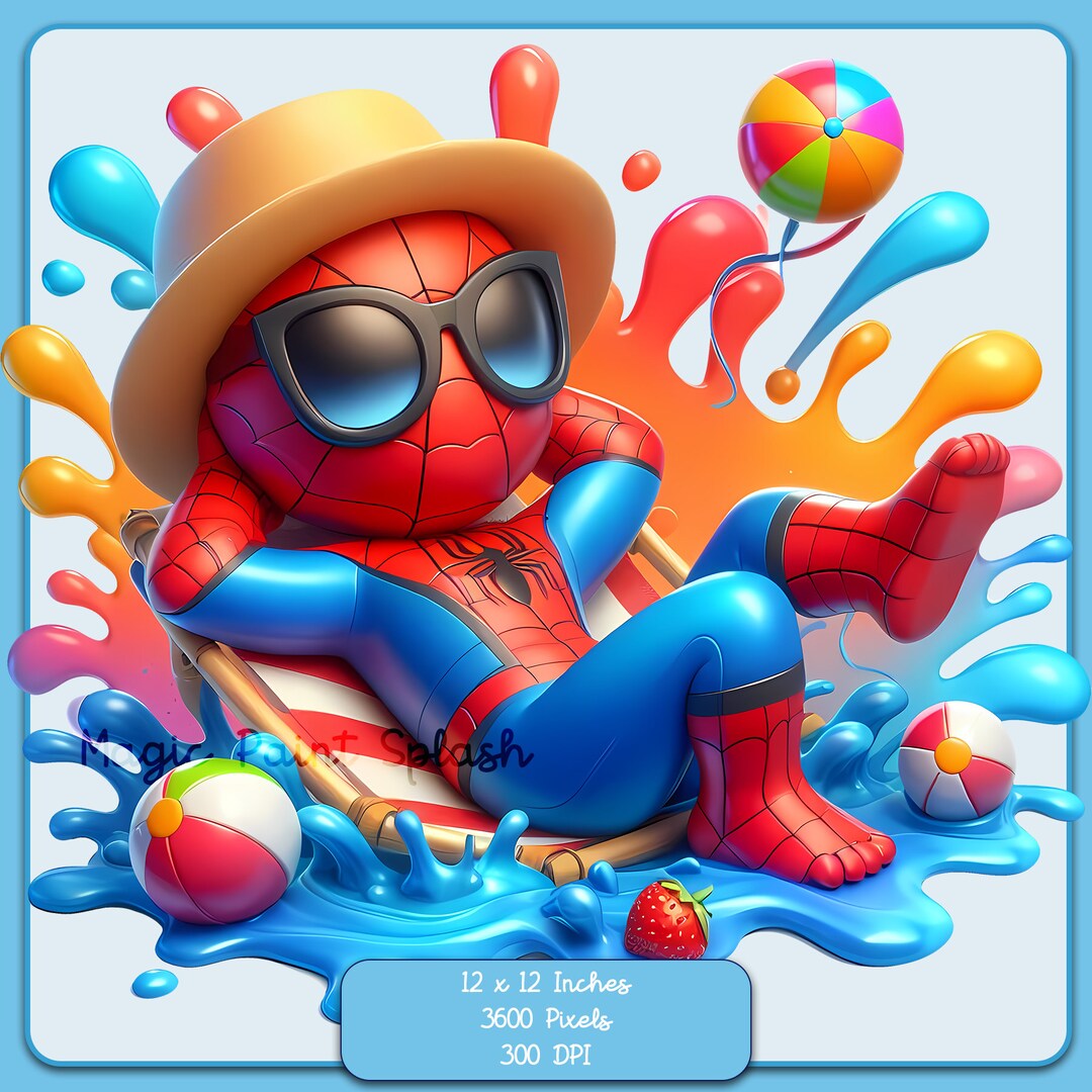 Lounging Spidey Watercolor Splash, Clipart Images, Graphics and Artwork ...