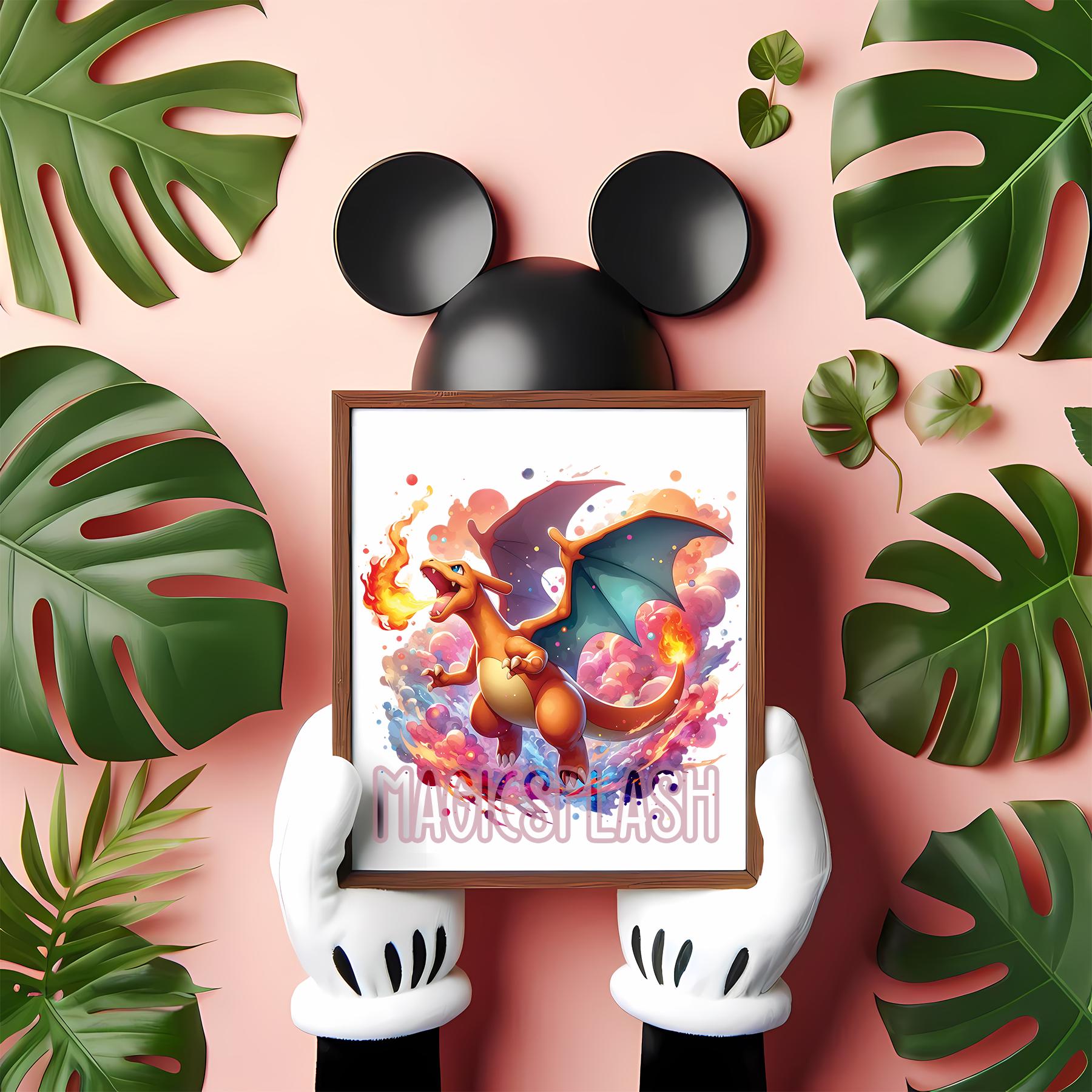 Charizard Watercolor PNG: Roaring Monster Clipart Image (12x12in, 300 ...