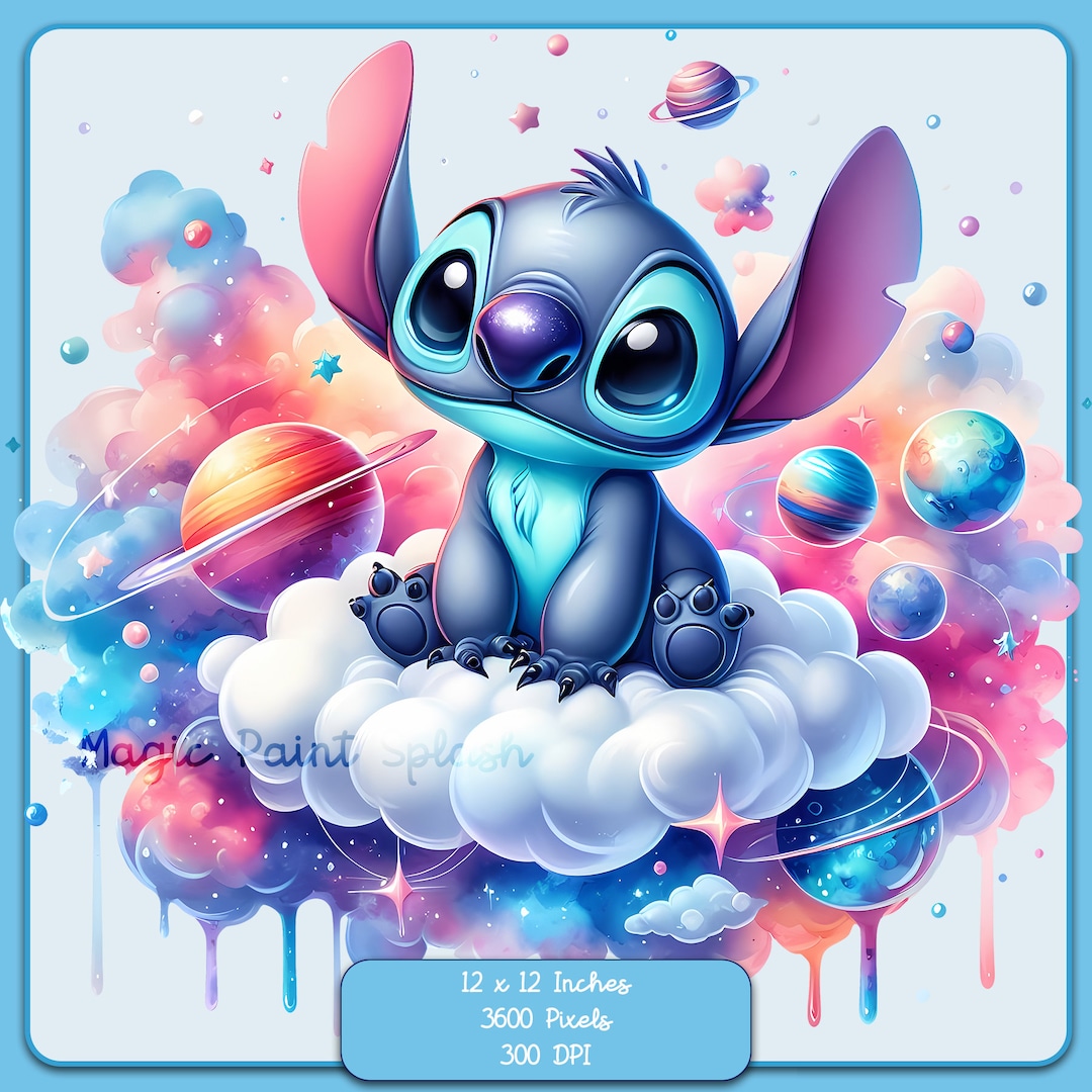 Stitch in Space Watercolor Splash, Clipart Images, Graphics and Artwork ...