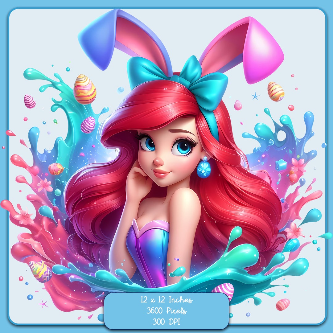 Ariel Bunny Ears Watercolor Splash, Clipart Images, Graphics and ...