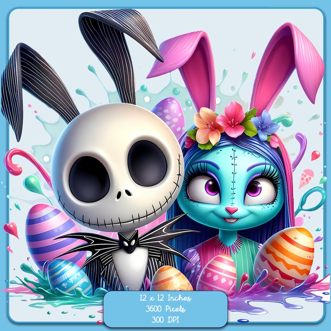Jack and Sally Easter Bunny Clipart: Nightmare Before Christmas PNG ...