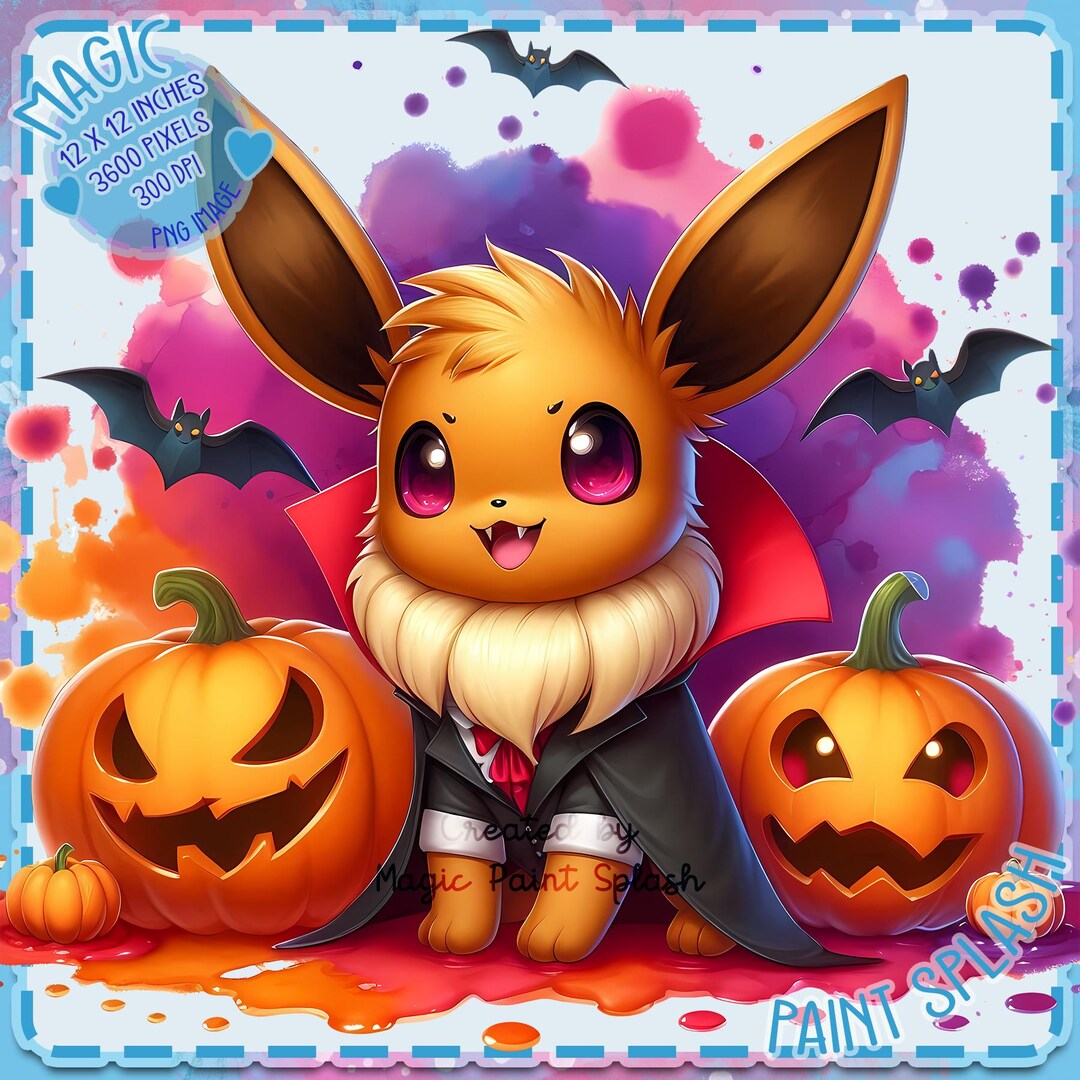 Halloween Eevee Clipart, Spooky Monster Vampire PNG (digital Download ...
