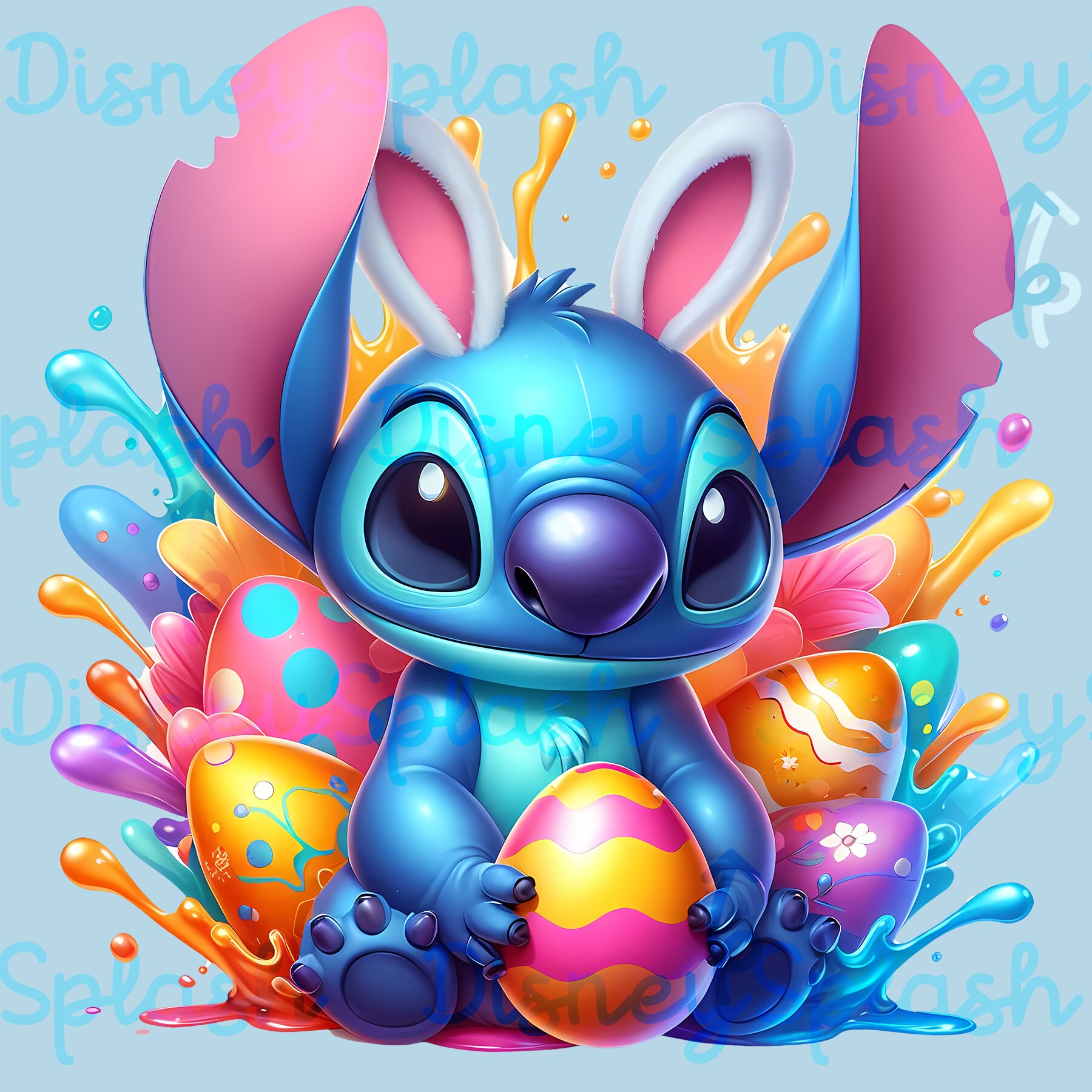 Stitch Bunny Ears Watercolor Splash, Clipart Images, Graphics and ...