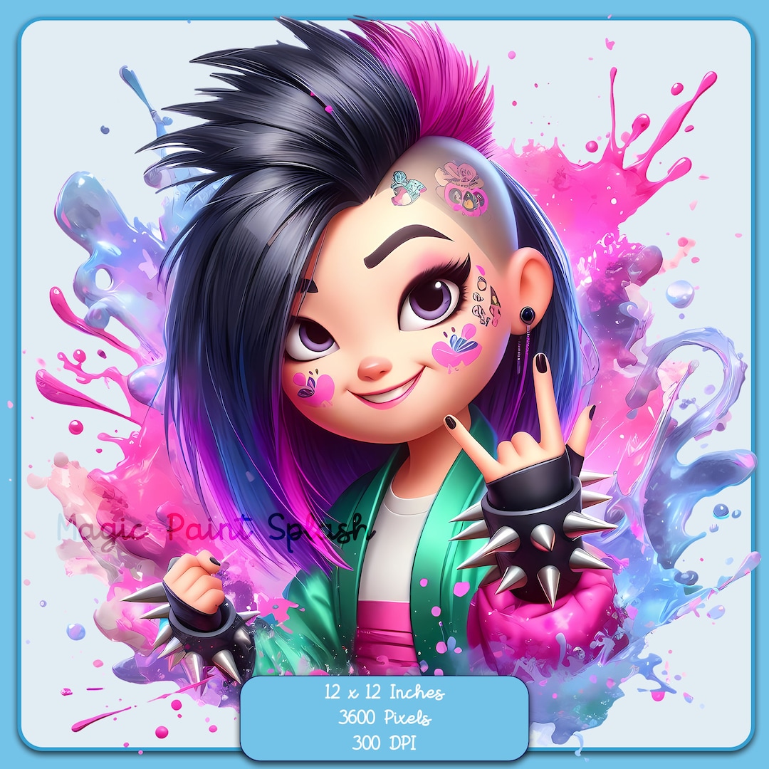 Mulan Punk Rock Watercolor Splash, Clipart Images, Graphics and Artwork ...