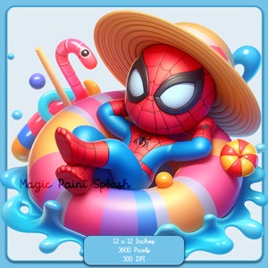 Lounging Spidey Watercolor Splash, Clipart Images, Graphics and Artwork ...
