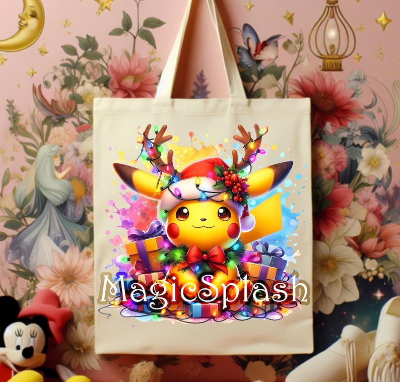 Christmas Pikachu Watercolor Splash PNG: Holiday Clipart (digital ...