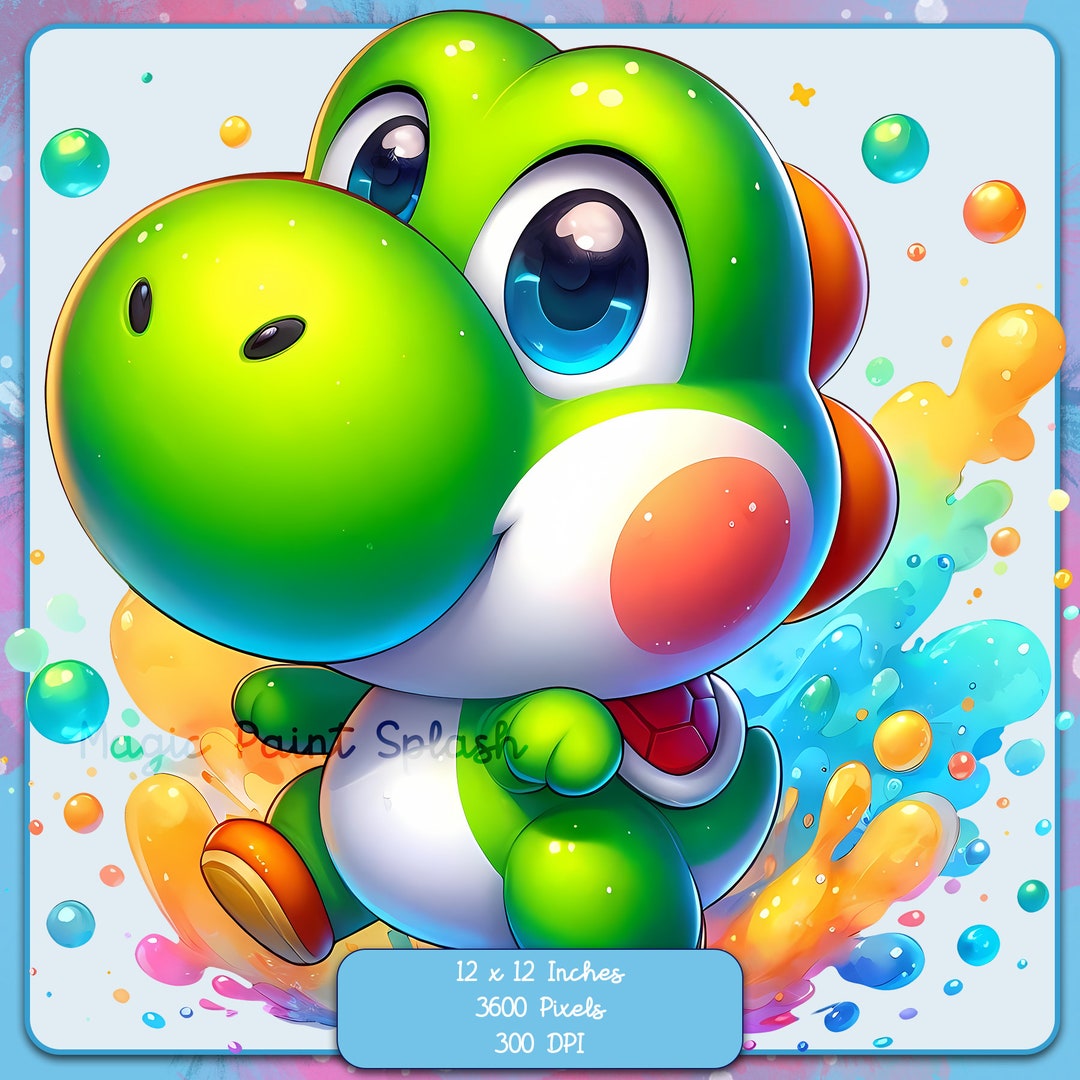 Baby Yoshi Watercolor Splash, Clipart Images, Graphics and Artwork ...