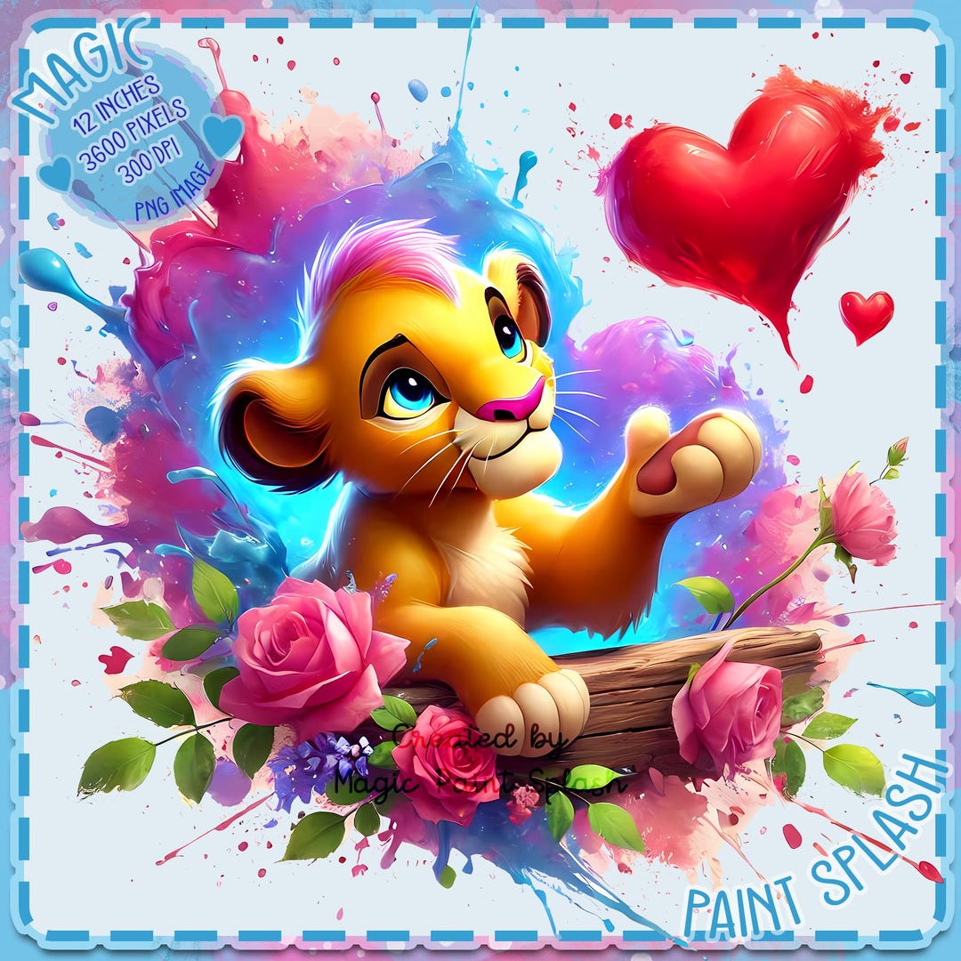 Simba Valentine PNG: Watercolor Lion Baby Image (digital Download) - Etsy