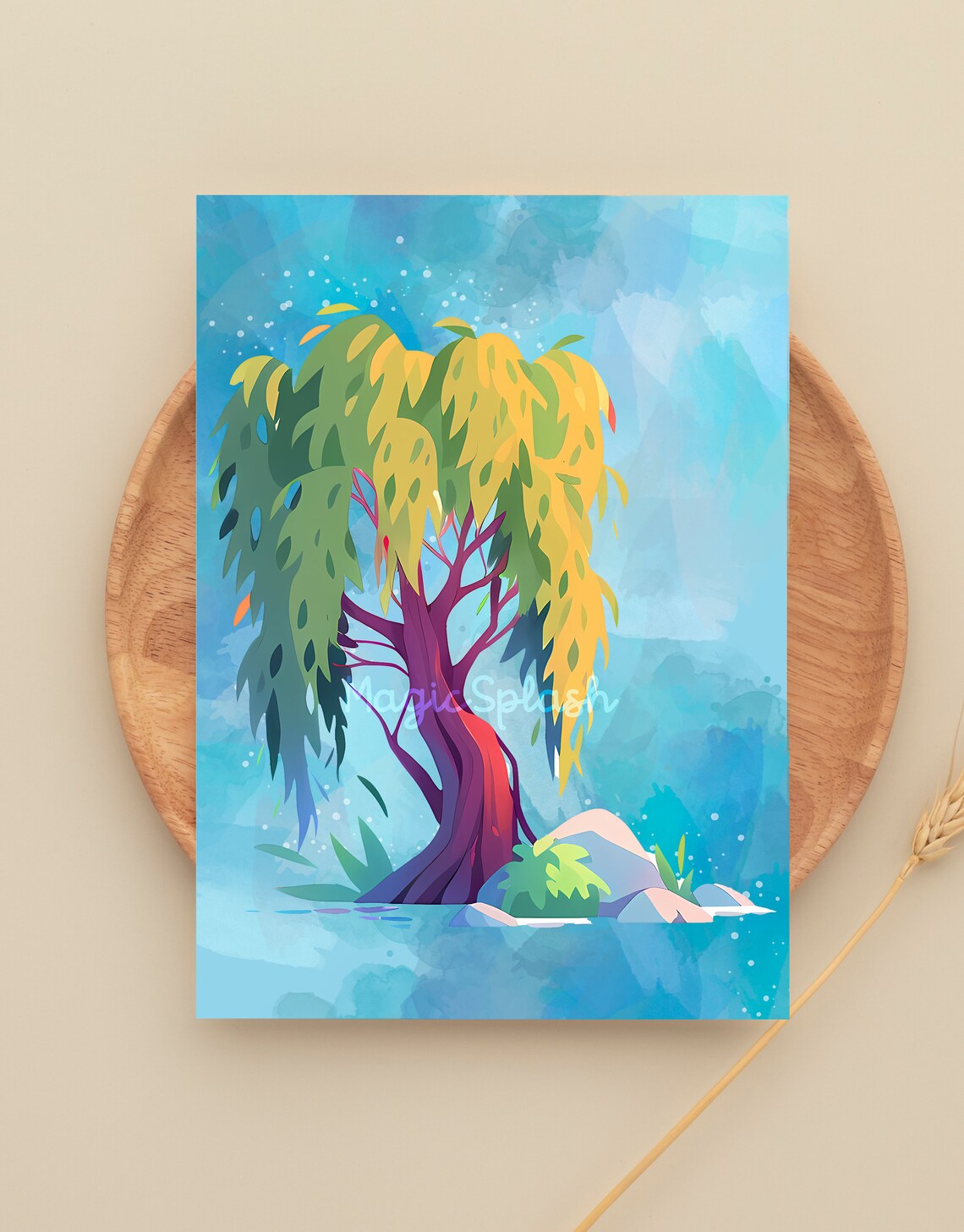 Stylized Willow Trees Clipart Set: Transparent PNG Images (digital ...
