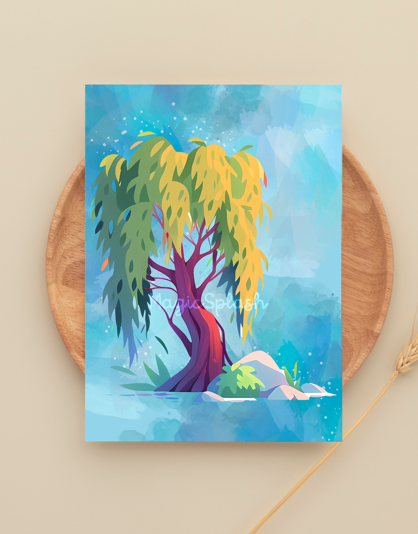 Stylized Willow Trees Clipart Set: Transparent PNG Images (digital ...