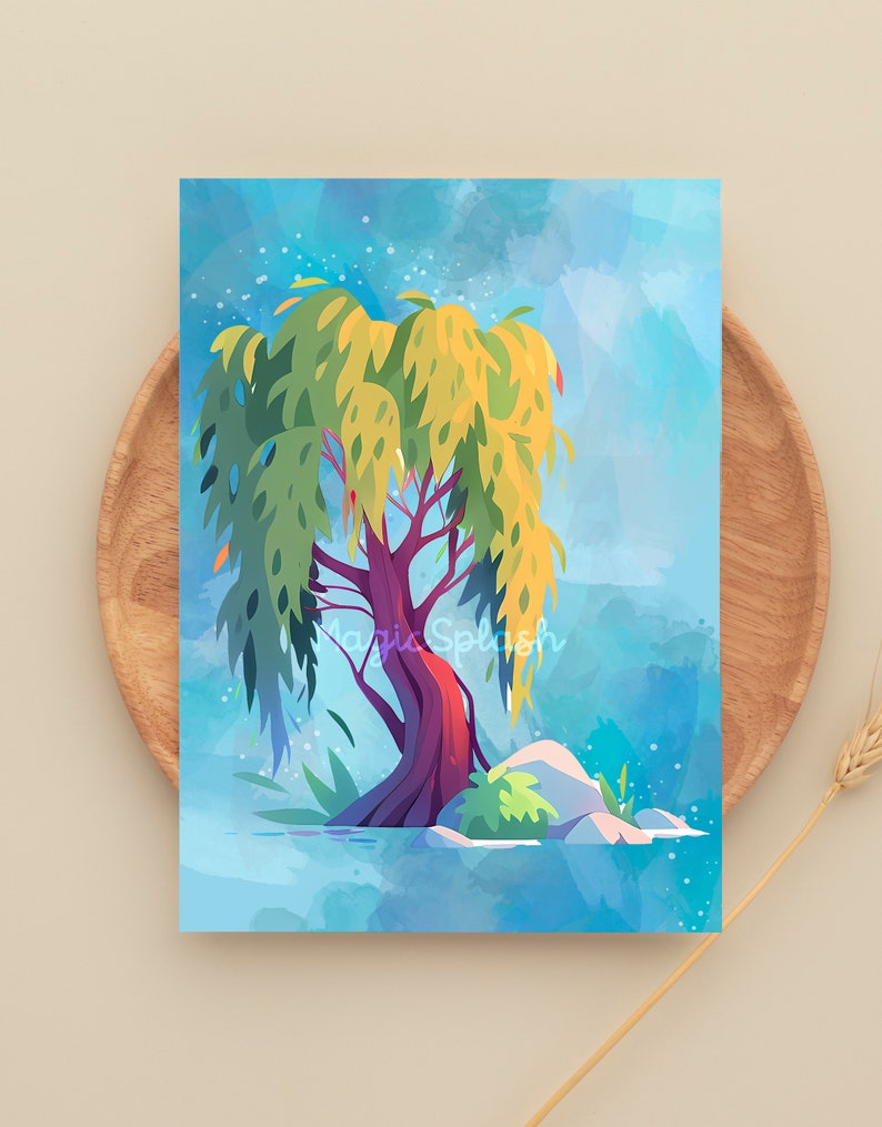 Stylized Willow Trees Clipart Set: Transparent PNG Images (digital ...