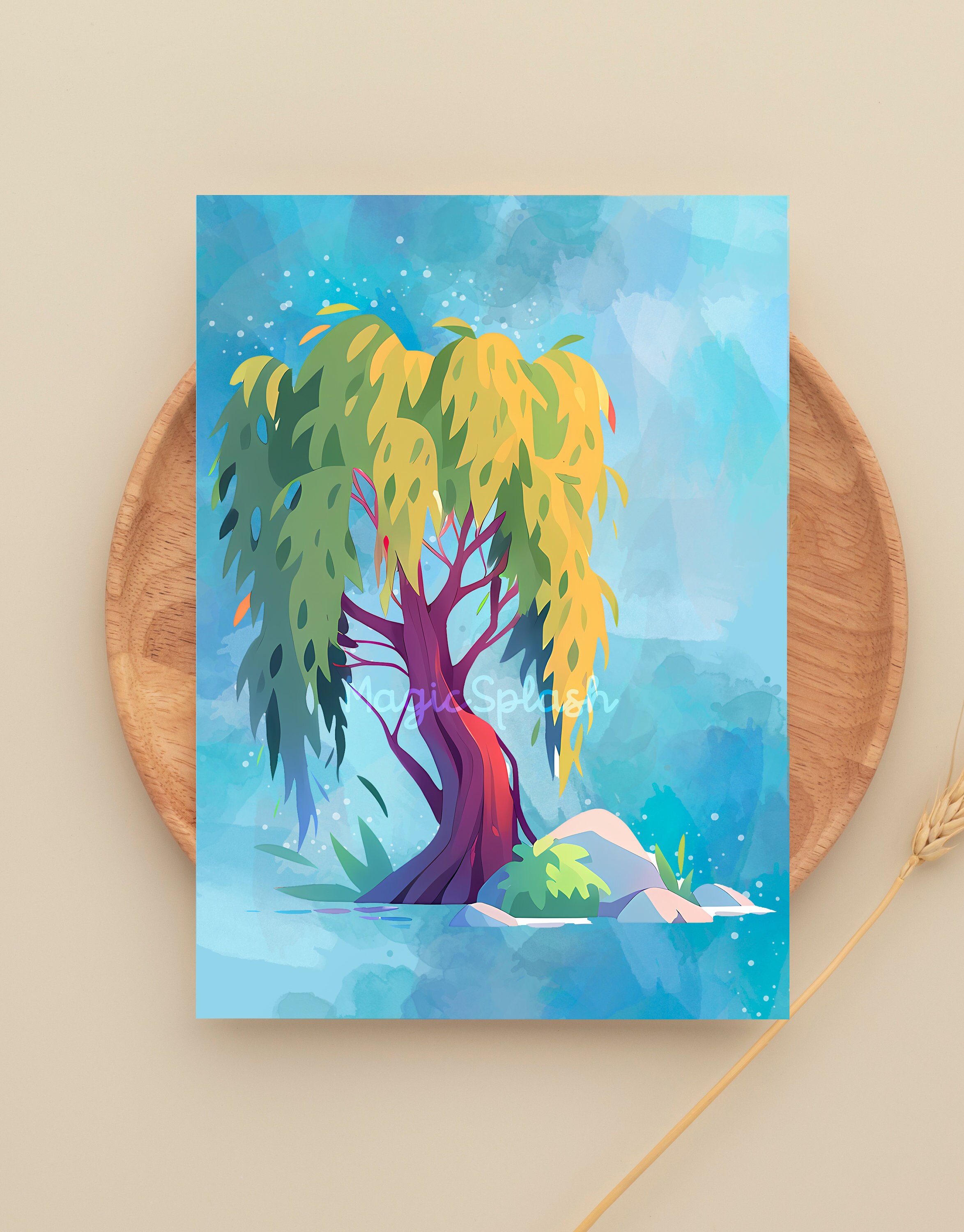 Stylized Willow Trees Clipart Set: Transparent PNG Images (digital ...