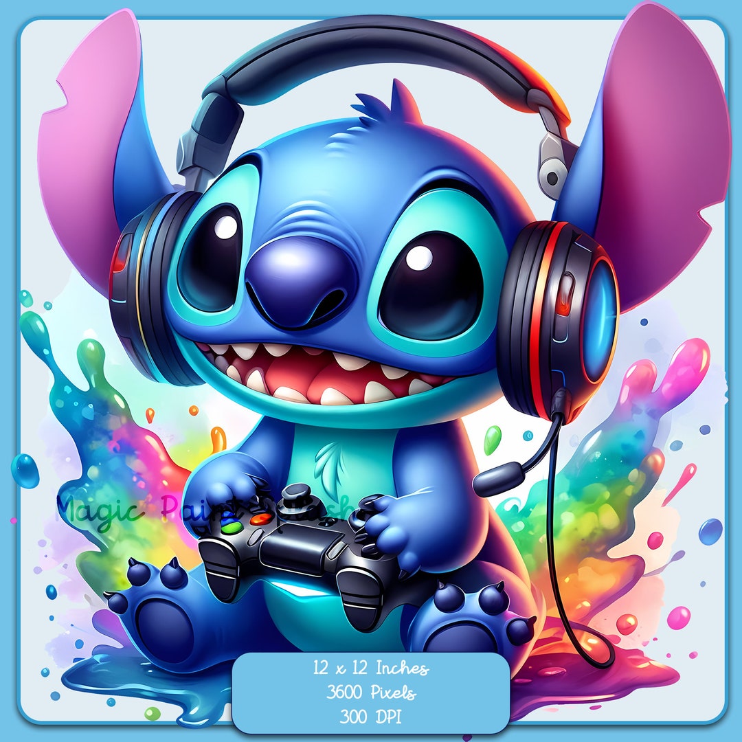 Stitch Gamer Watercolor Splash, Clipart Images, Graphics and Artwork ...