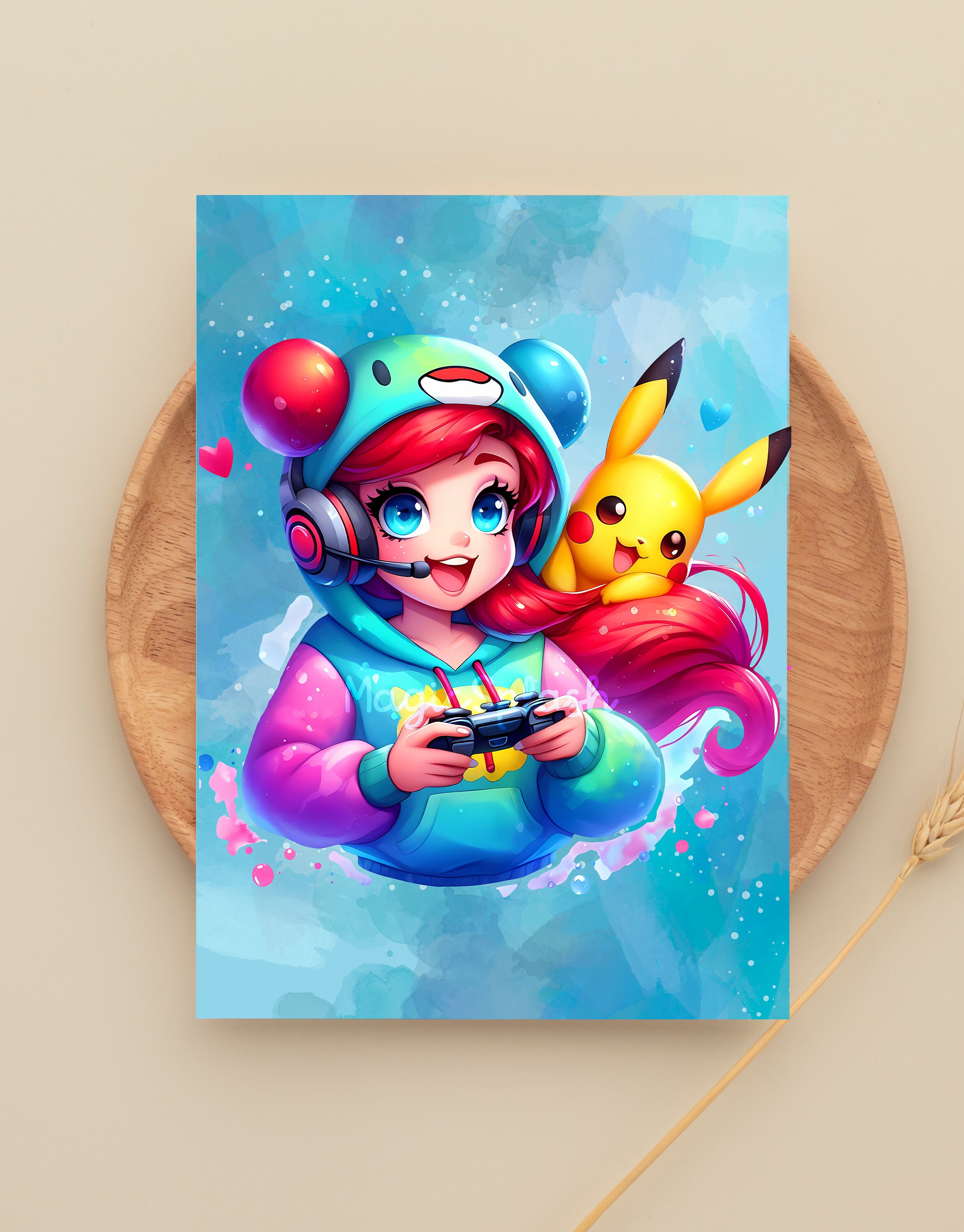 Ariel Gamer Clipart: Watercolor Splash PNG Image (digital Download ...