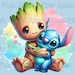 Baby Groot and Stitch PNG Image, Clipart Images, Graphics and Artwork ...