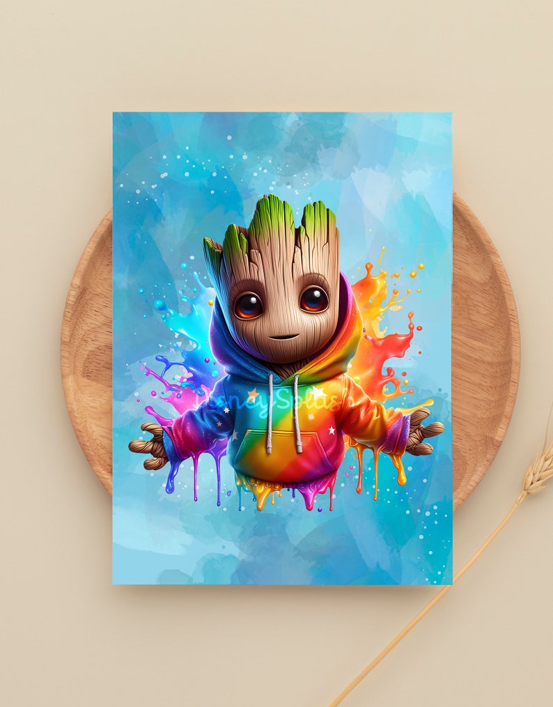 Rainbow Groot Clipart: Watercolor Splash PNG Image (digital Download ...