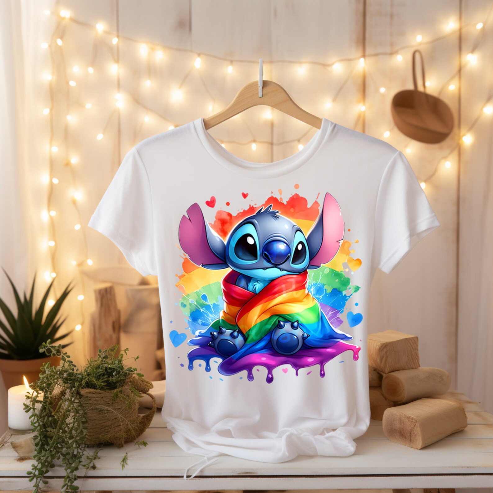 Stitch Pride Flag Watercolor Splash PNG - Rainbow Art (digital Download ...