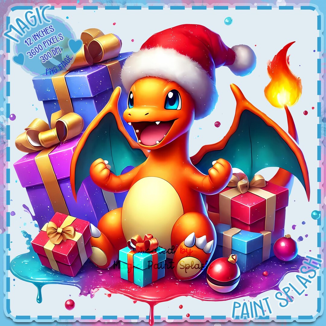 Charmander Christmas PNG, Watercolor Pokemon Clipart (digital Download ...