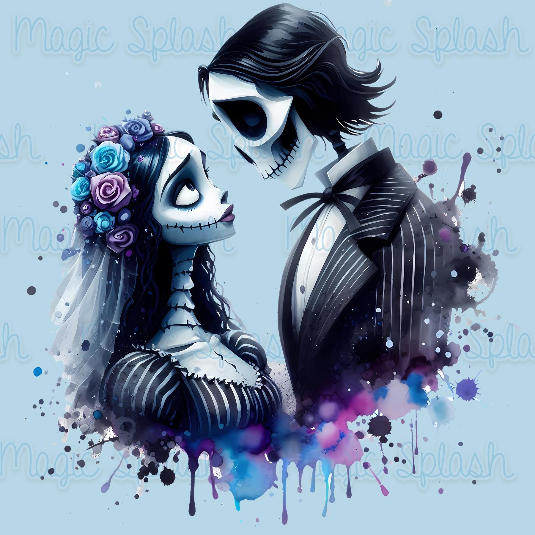 Corpse Bride Watercolor Clipart, Gothic Romance Images (PNG) - Etsy