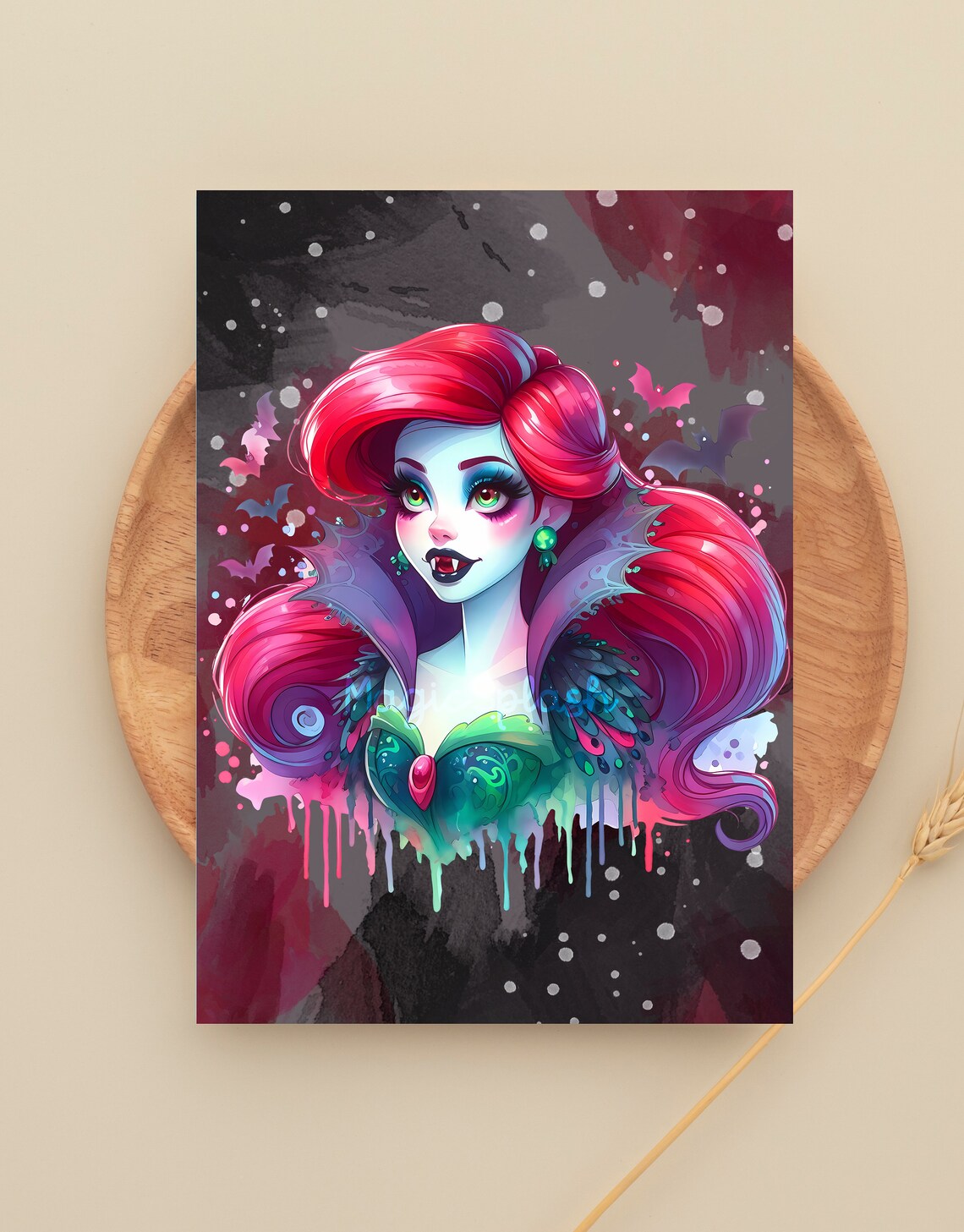 Vampire Ariel Watercolor PNG, Gothic Princess Art (digital Download) - Etsy