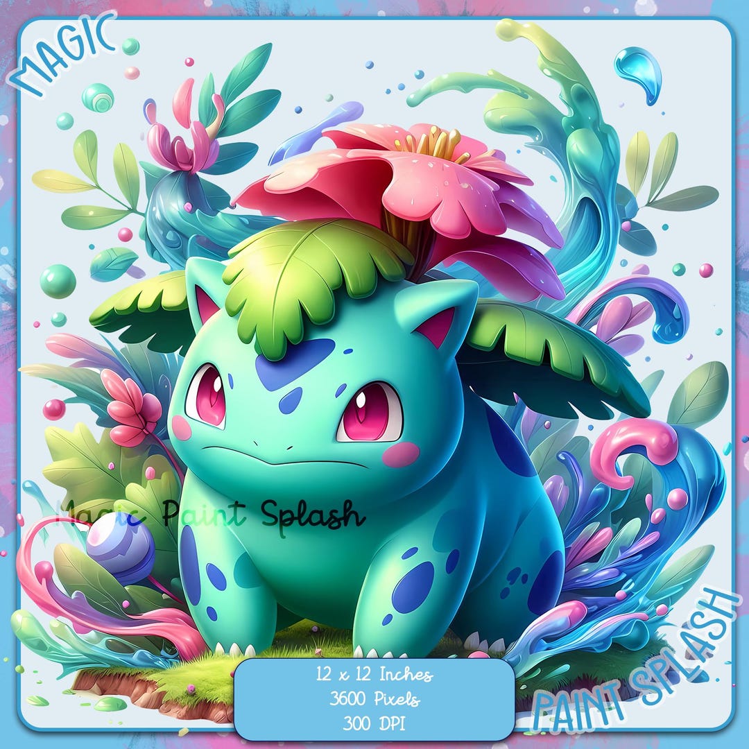 Venusaur Watercolor Splash PNG, Rainbow Pokemon Clipart (digital ...