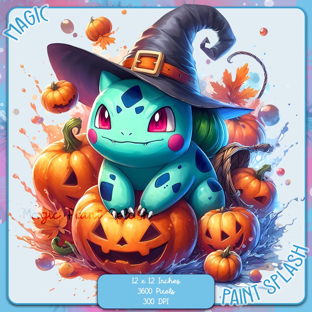 Halloween Bulbasaur Watercolor Splash, Clipart Images, Graphics and ...
