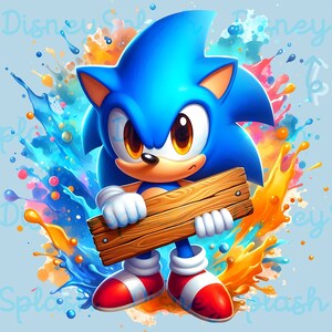 Personalized Sonic Sign Watercolor Splash, Clipart Images, Graphics and ...
