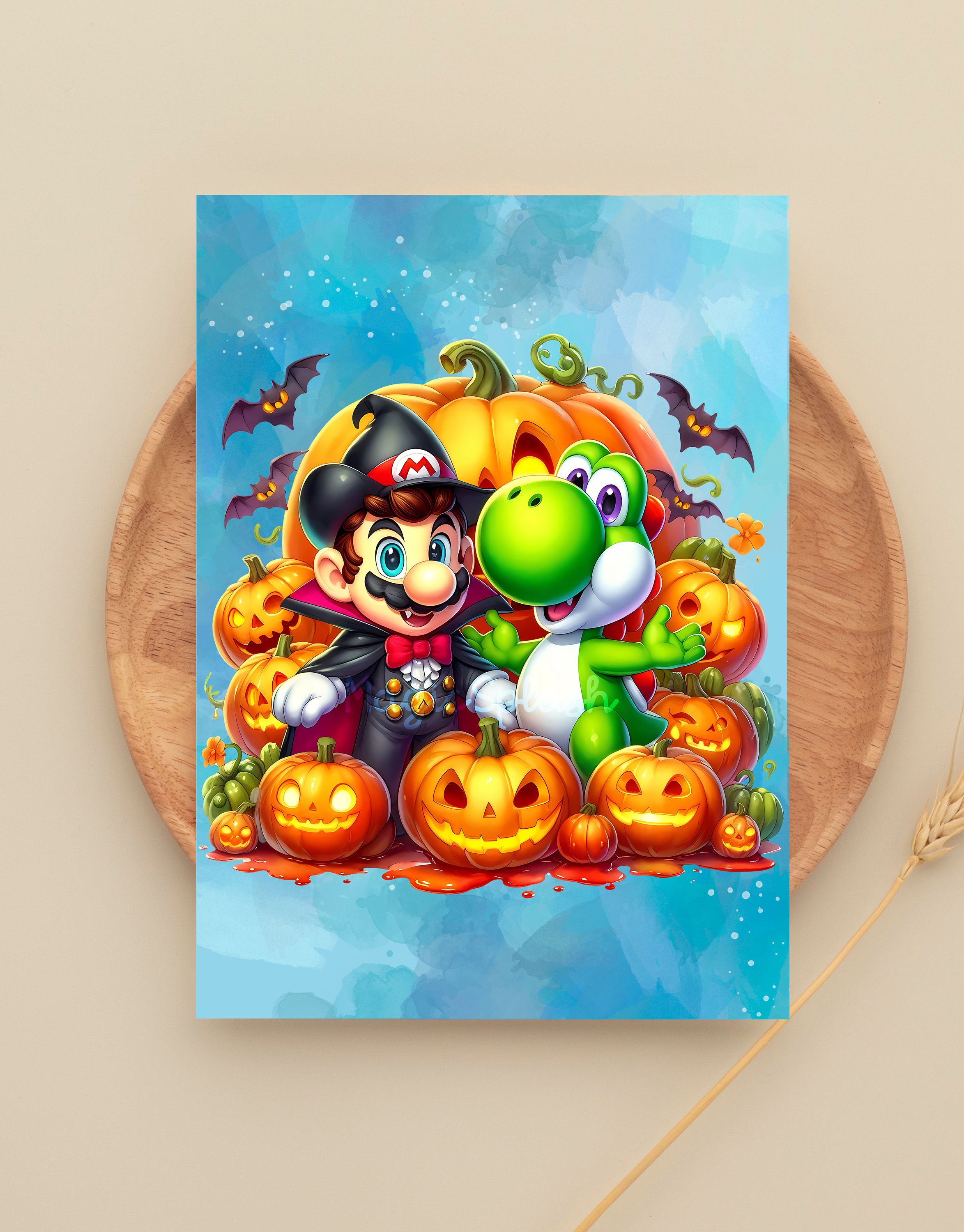 Mario and Yoshi Halloween Watercolor PNG Image (digital Download) - Etsy