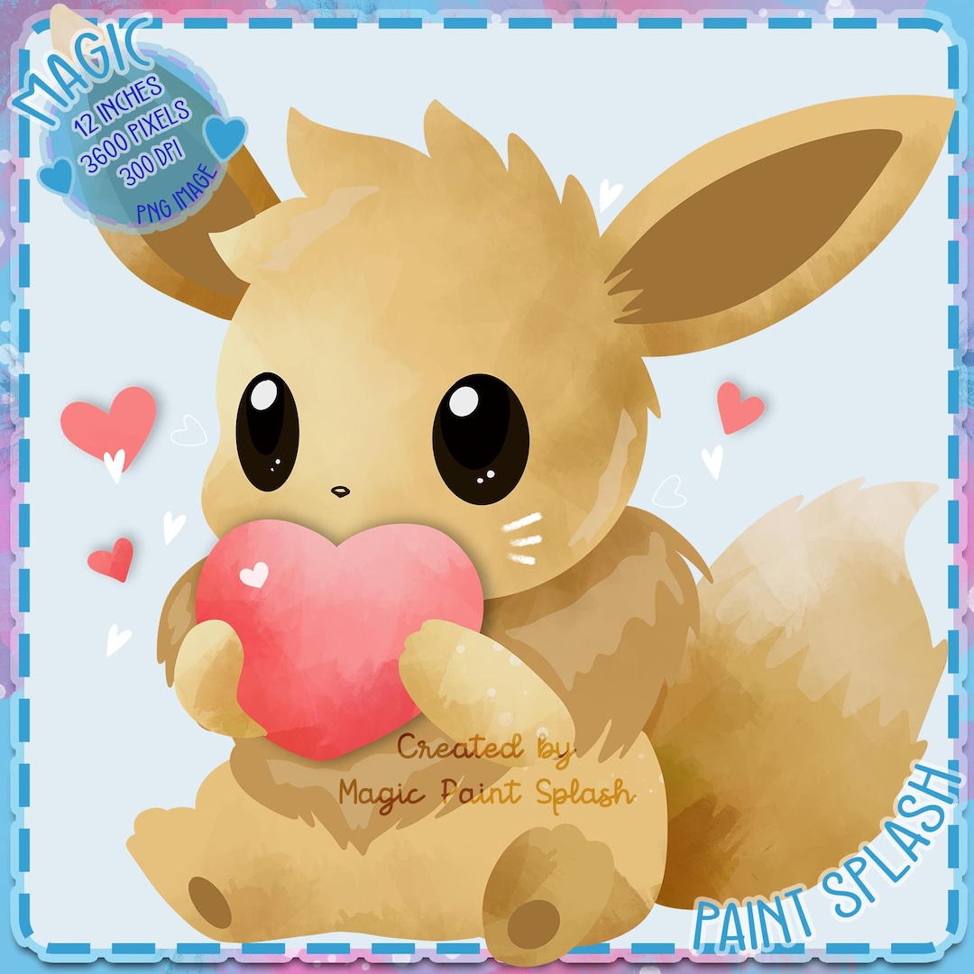 Eevee Valentine, Hand-drawn Clipart Images, Graphics and Artwork, Cute ...