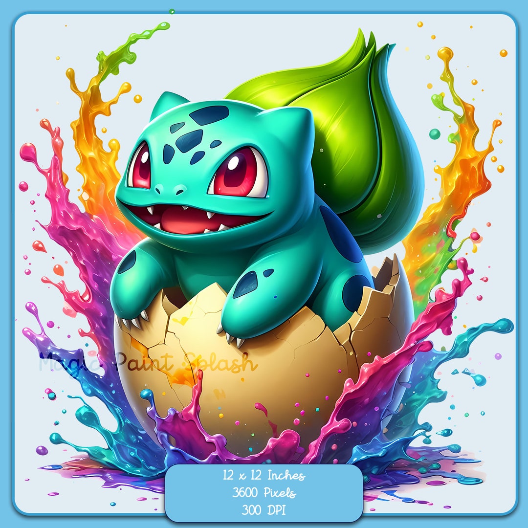 Bulbasaur Easter Egg Watercolor Splash, Clipart Images, Graphics and ...