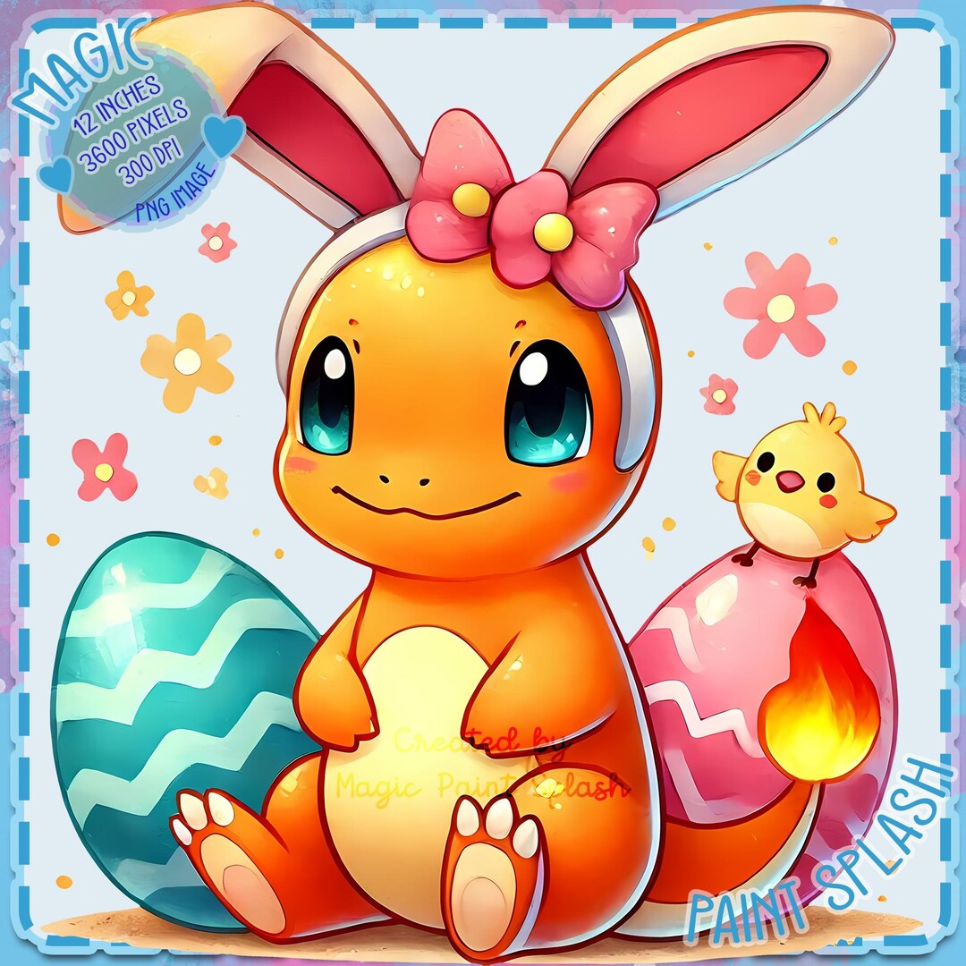 Charmander Easter PNG, Watercolor Monster Clipart (digital Download ...