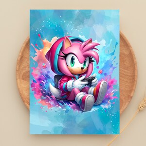 Amy Rose Gamer Watercolor Splash, Clipart Images, Graphics and Artwork ...