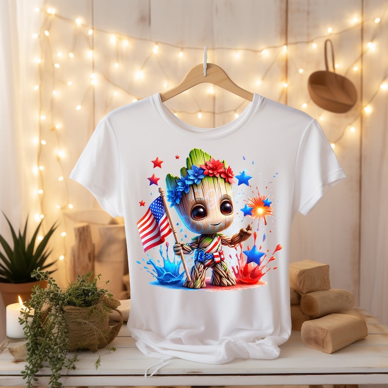 Baby Groot 4th of July Clipart: Patriotic PNG Image (digital Download ...