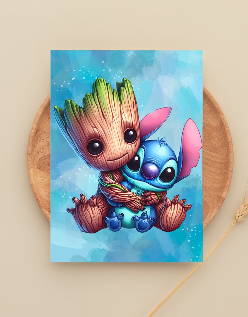 Baby Groot & Stitch Clipart Image, Galaxy Friends (PNG) - Etsy