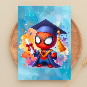 Spider-man Graduation Diploma Clipart: Watercolor Superhero PNG ...