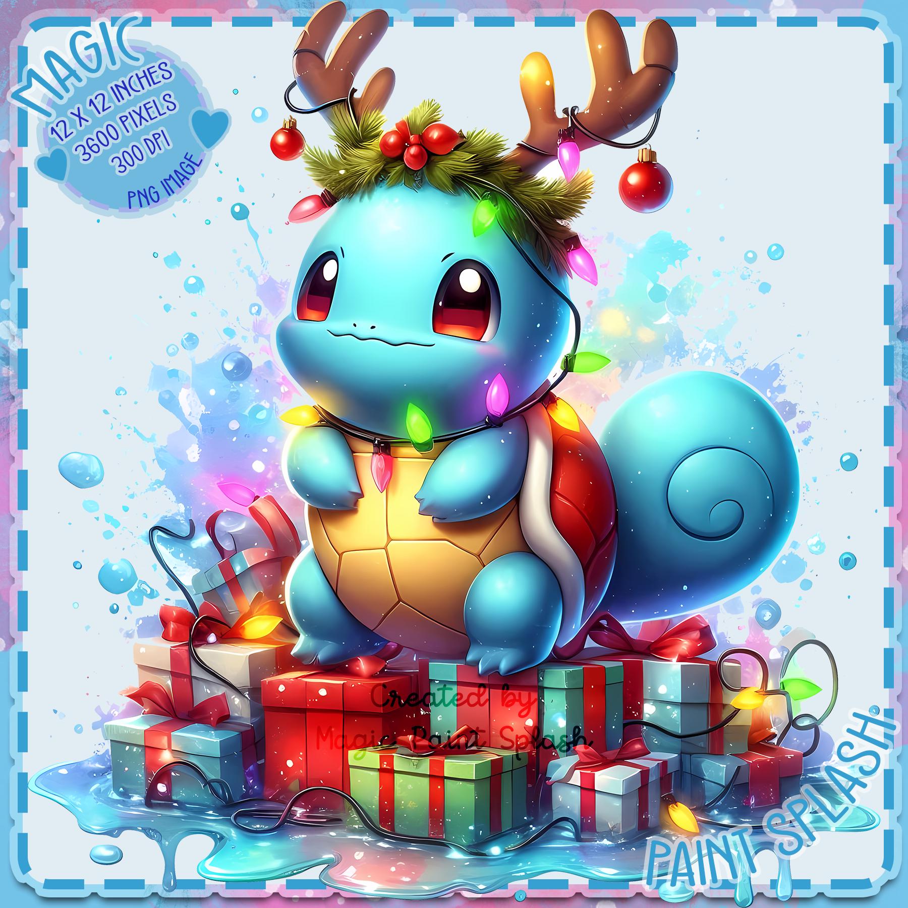Christmas Squirtle PNG: Watercolor Splash Artwork (digital Download) - Etsy